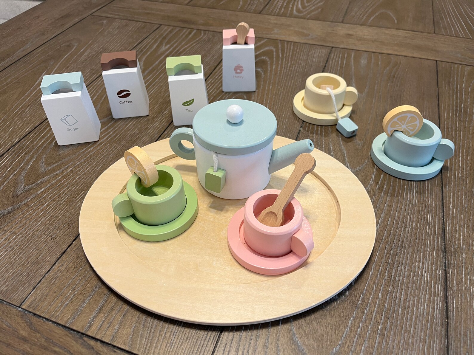 Personalized Wooden Afternoon Tea Play Set, Engraving, Pretend Tea ...