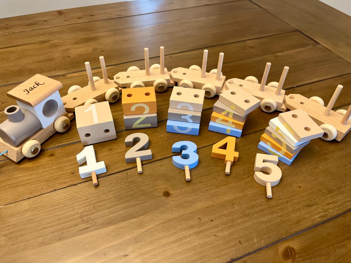 Personalized Name Wooden Train Educational Toys for Kids, Building ...
