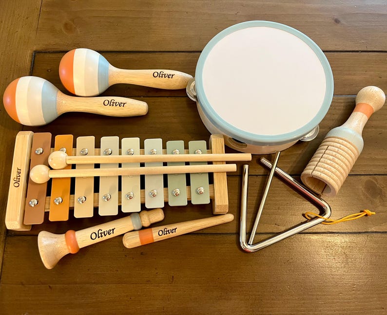 Personalized Musical Instruments Wooden Music Toy Set Custom Name First ...