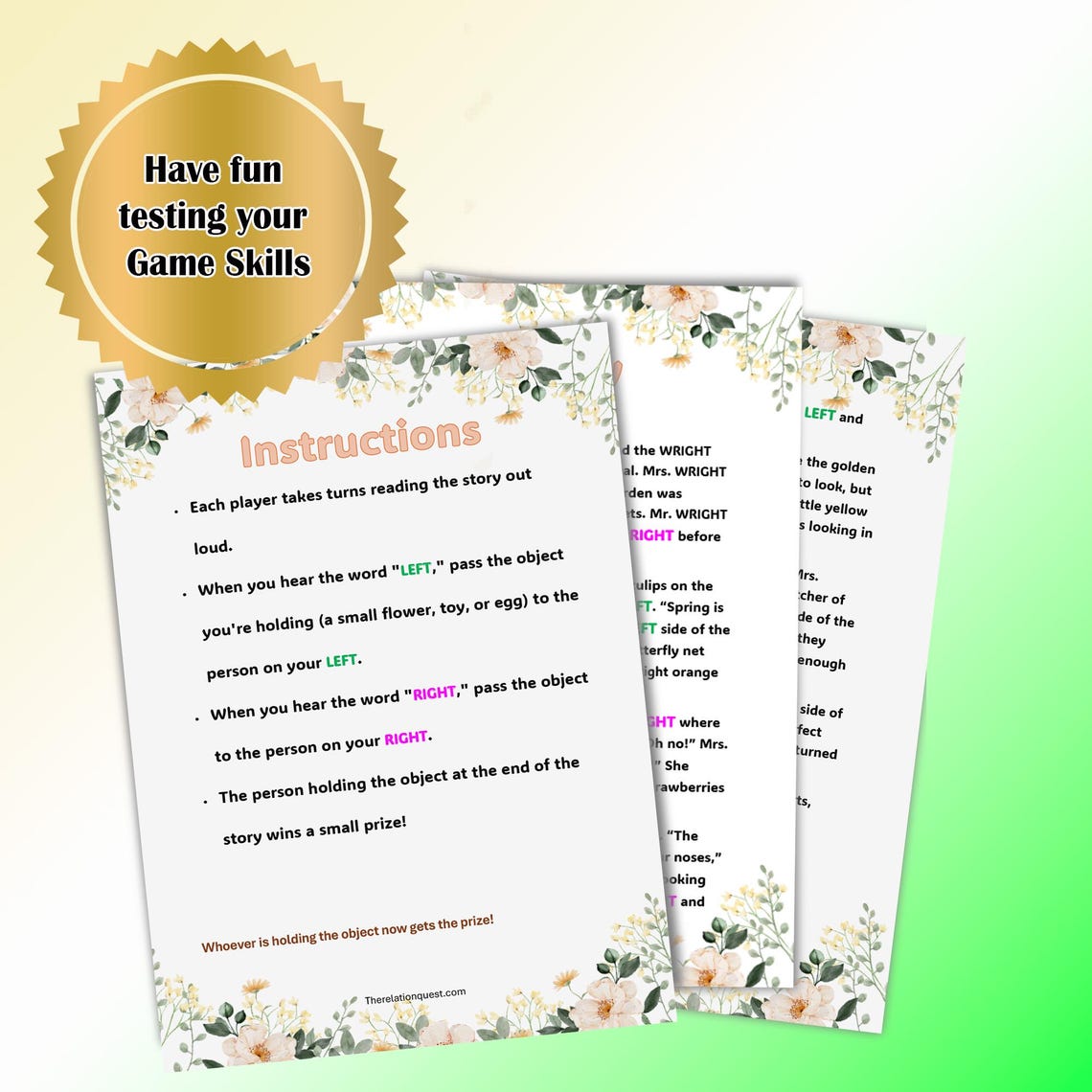 Left Right Story Game -spring Adventure Fun and Engaging Group Activity ...