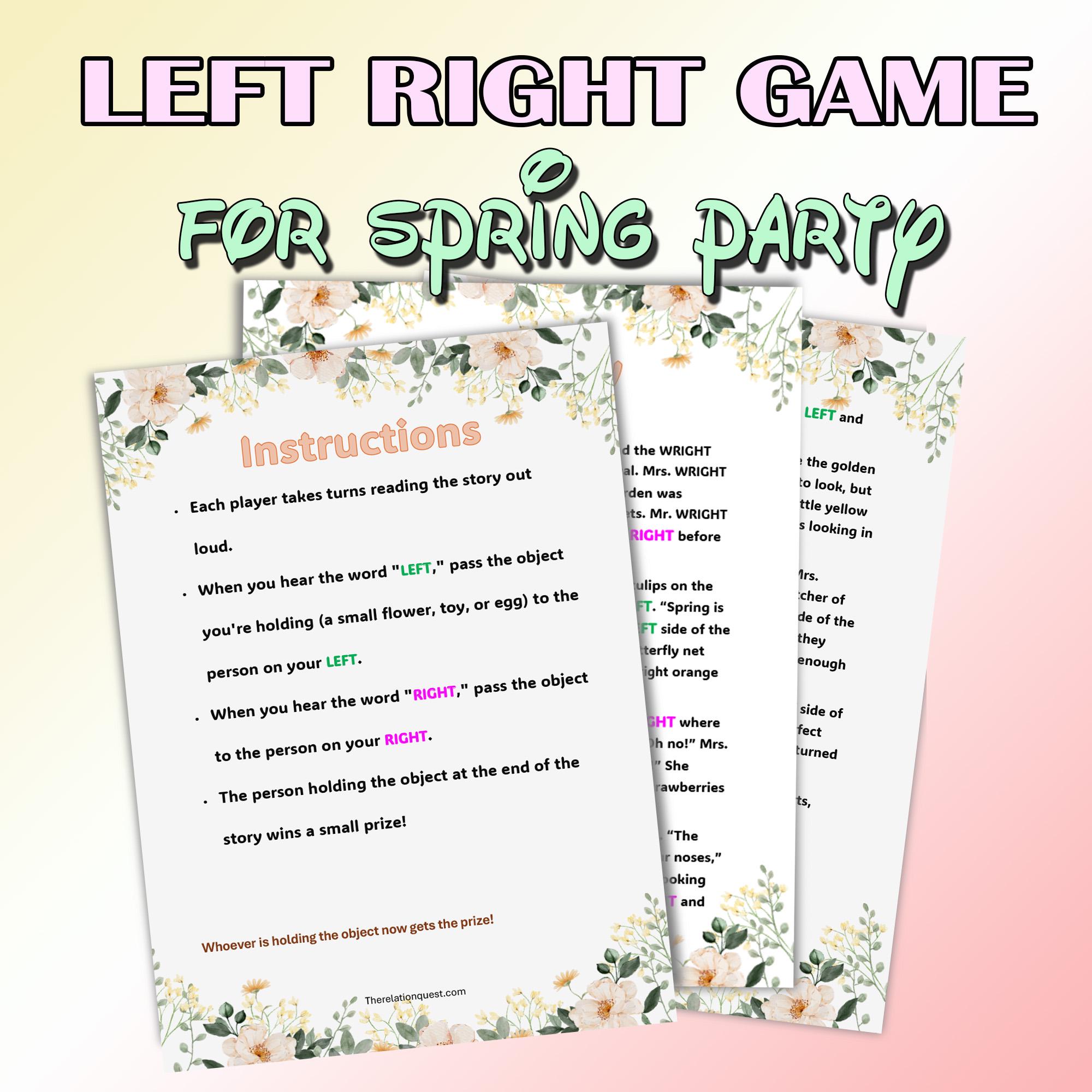 Left Right Story Game -spring Adventure Fun and Engaging Group Activity ...