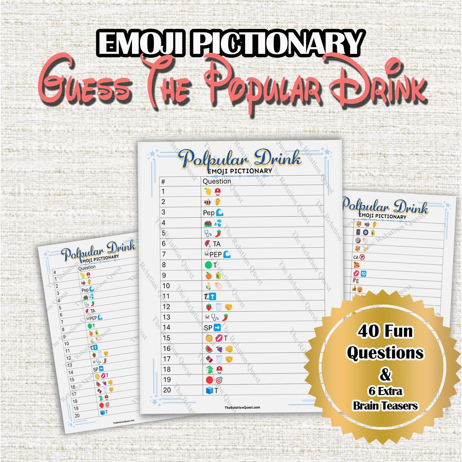 Emoji Drink Pictionary: Fun Party Game (printable PDF) - Etsy