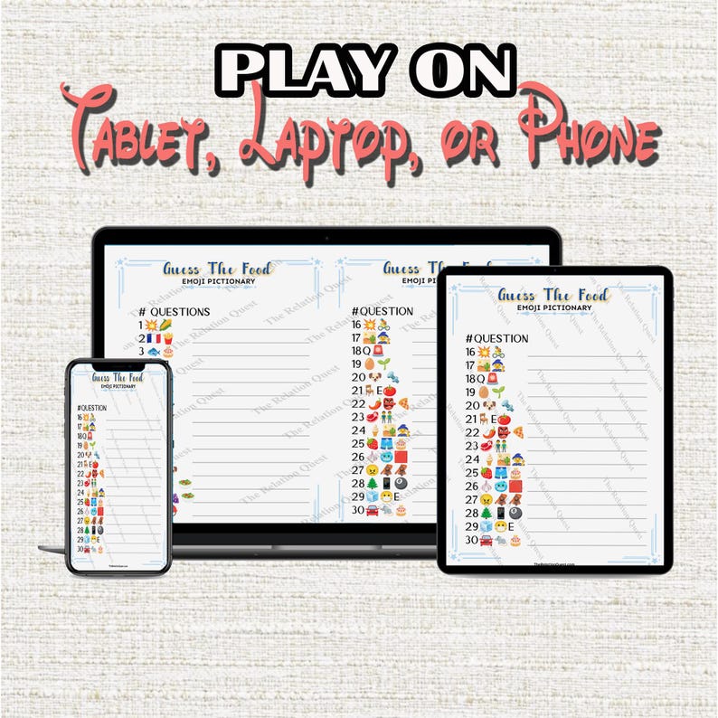Guess the Food Game Emoji Pictionary 30 Questions & 3 Special Rounds ...