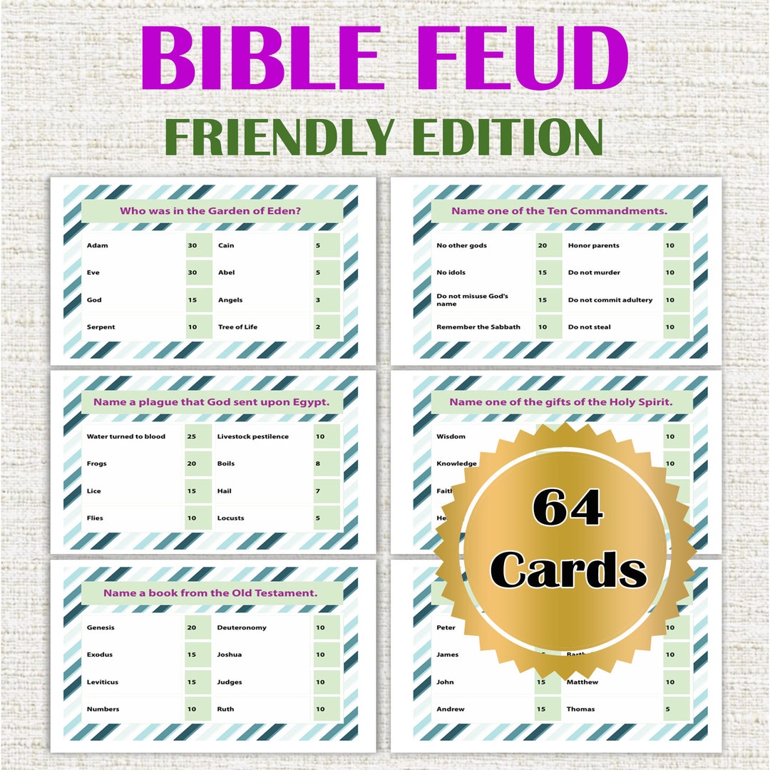 Friendly Bible Feud Game PDF Printable for Party or Bible School - 64 ...