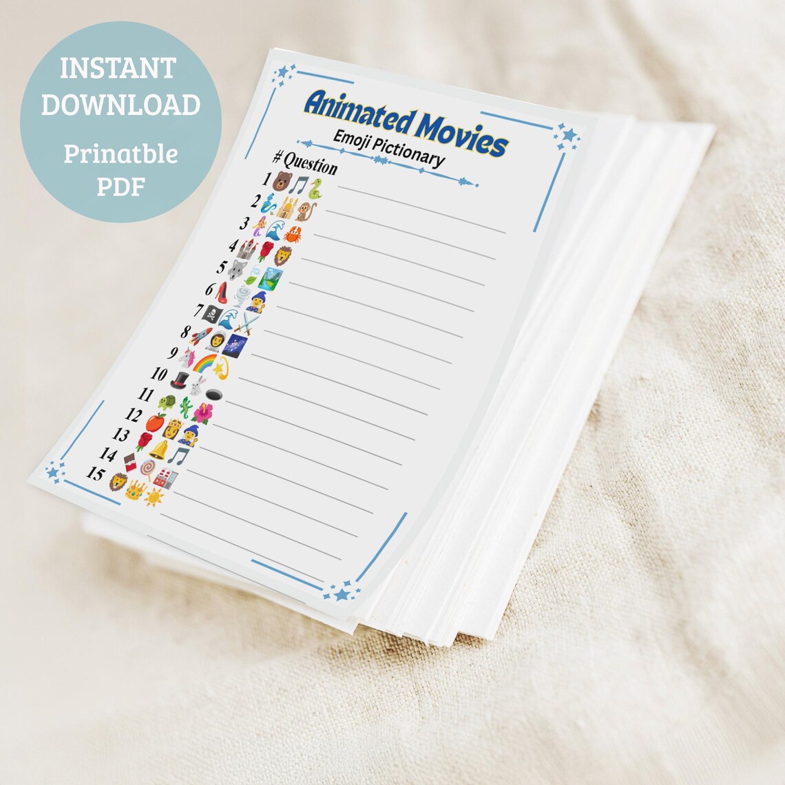 Animated Movie Game Emoji Pictionary 30 Questions & 3 Special Rounds ...