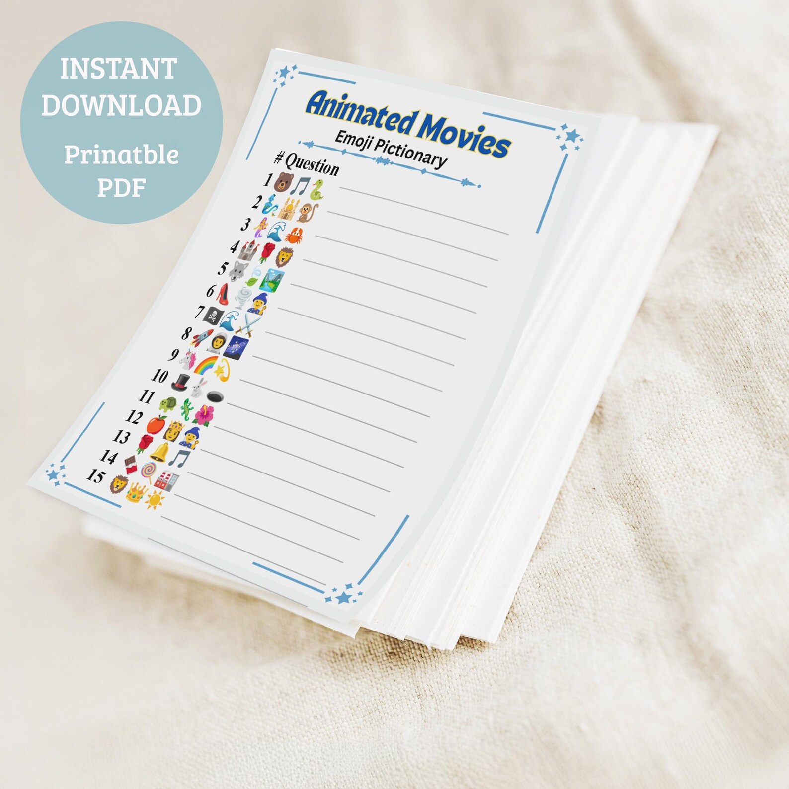 Animated Movie Game Emoji Pictionary 30 Questions & 3 Special Rounds ...