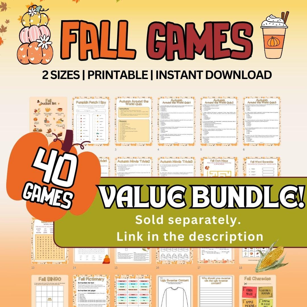 Value Fall/autumn Printable Game Bundle 40 Games –instant Download#1 - Etsy