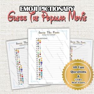 Guess the Movie Game Emoji Pictionary Popular Movie Edition - 40 ...