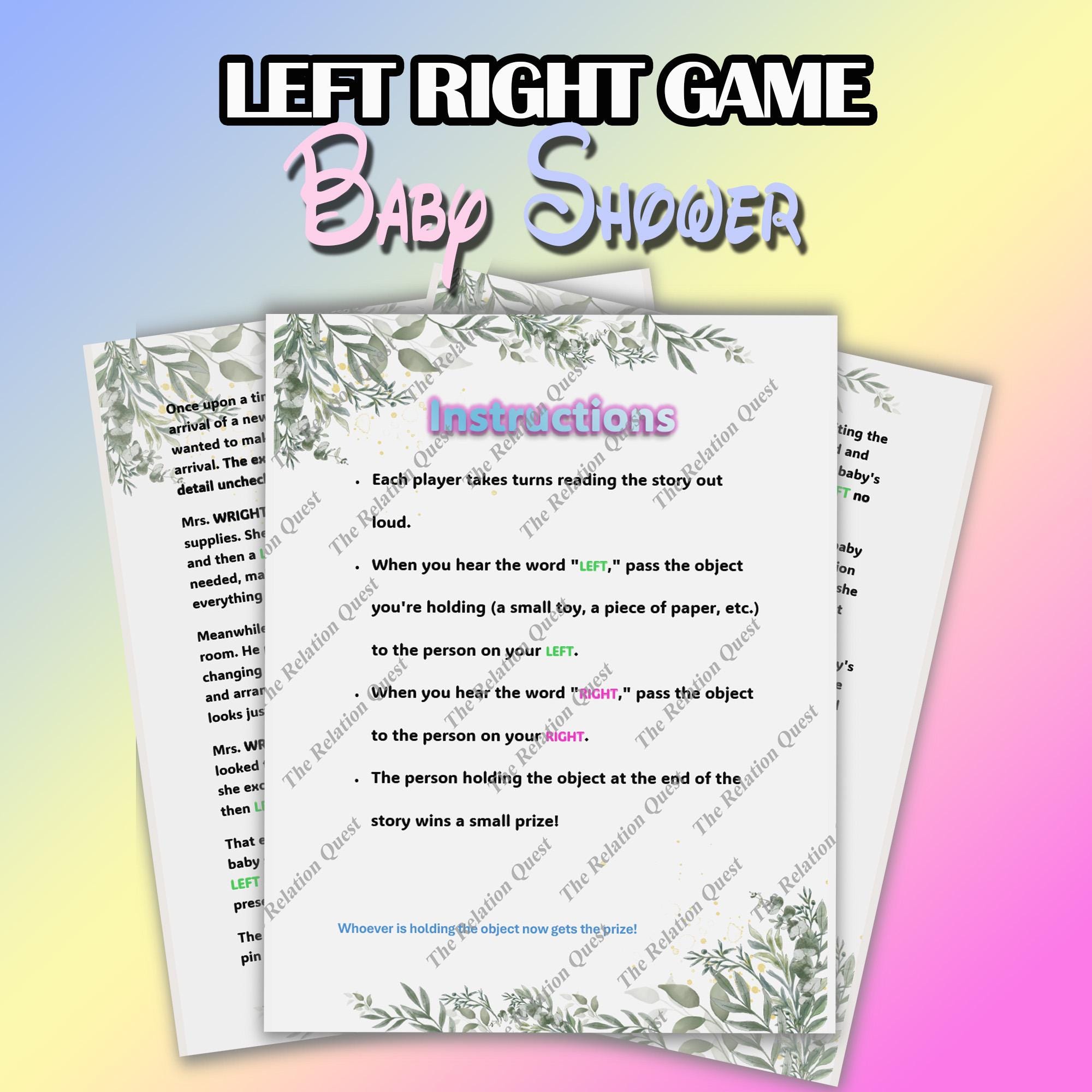 Baby Shower Left Right Story Game - Fun and Engaging Group Activity for ...
