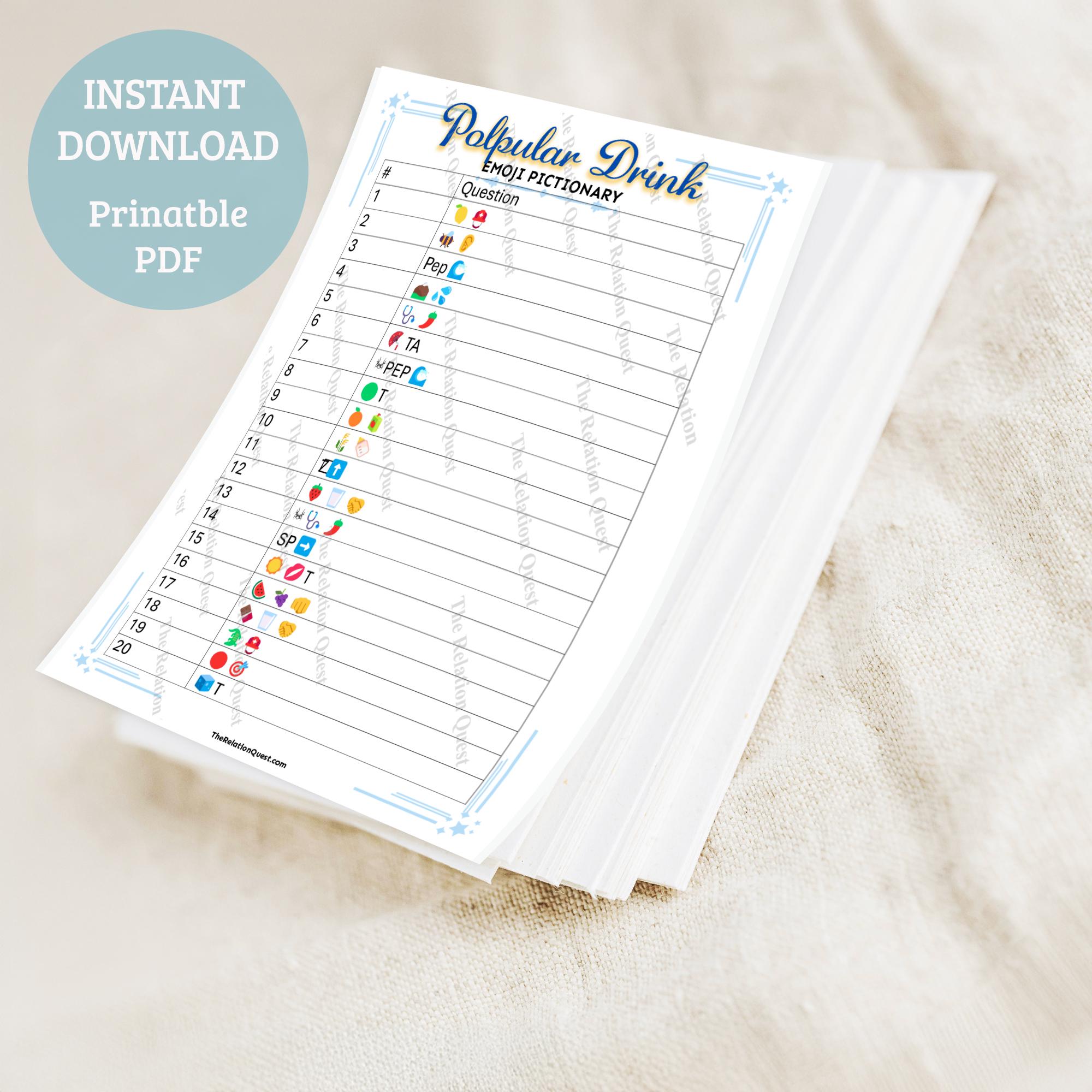 Emoji Drink Pictionary: Fun Party Game (printable PDF) - Etsy