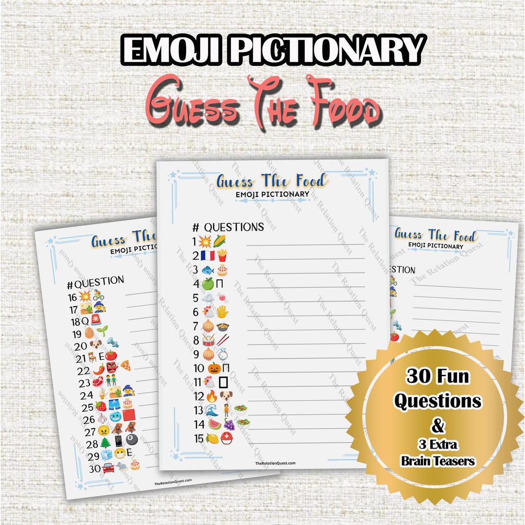 Guess the Food Game Emoji Pictionary 30 Questions & 3 Special Rounds ...