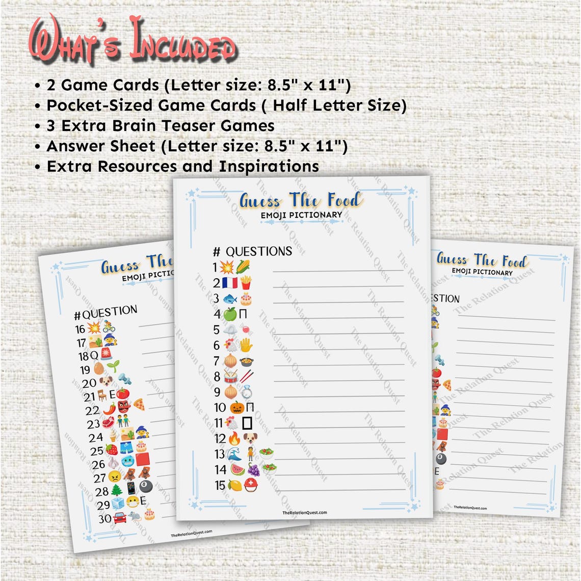 Guess the Food Game Emoji Pictionary 30 Questions & 3 Special Rounds ...