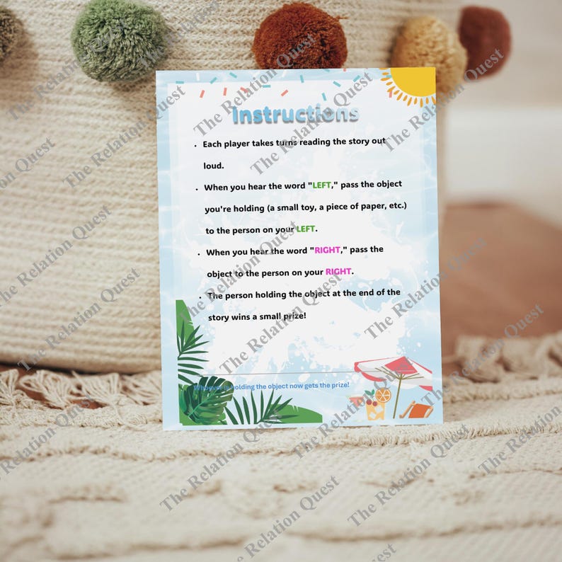 Summer Beach Adventure Left Right Story Game (printable PDF) - Etsy