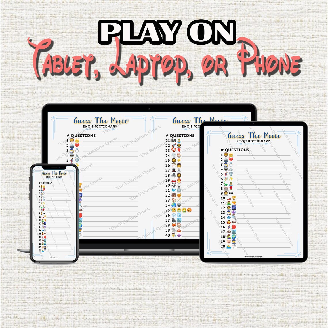 Guess the Movie Game Emoji Pictionary Popular Movie Edition - 40 ...