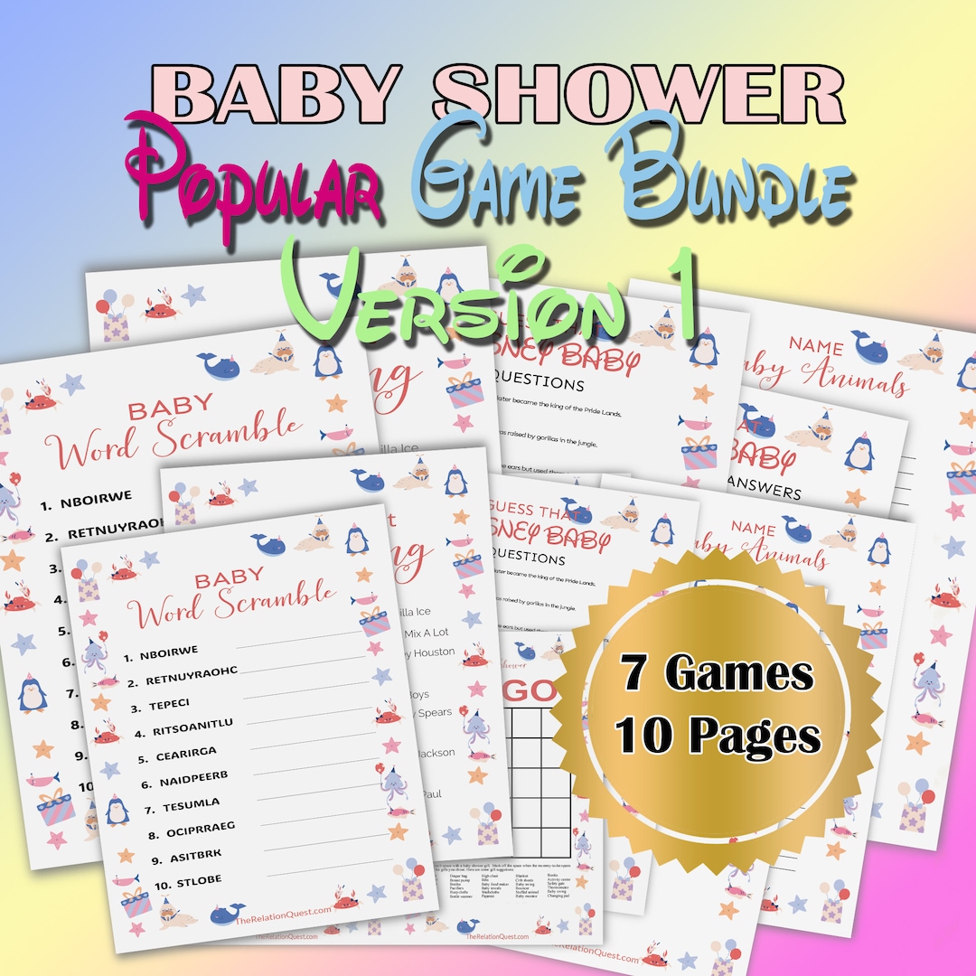 Sea Animal Baby Shower Games – Printable PDF Bundle - Etsy
