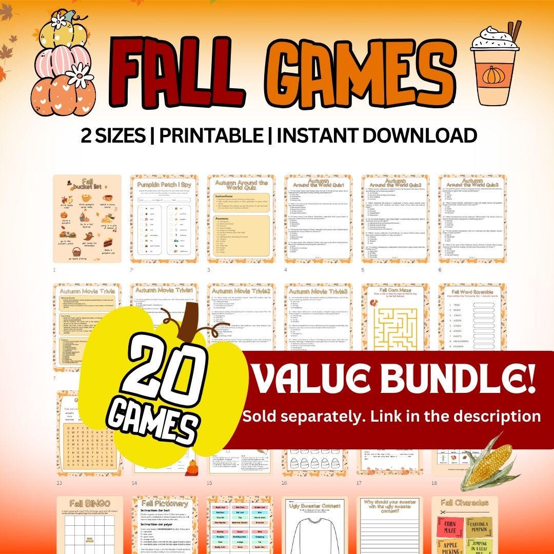 Ultimate Fall/autumn Printable Game Bundle –instant Download#1 - Etsy
