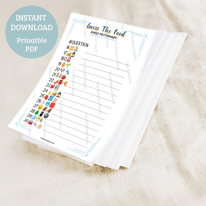 Guess the Food Game Emoji Pictionary 30 Questions & 3 Special Rounds ...