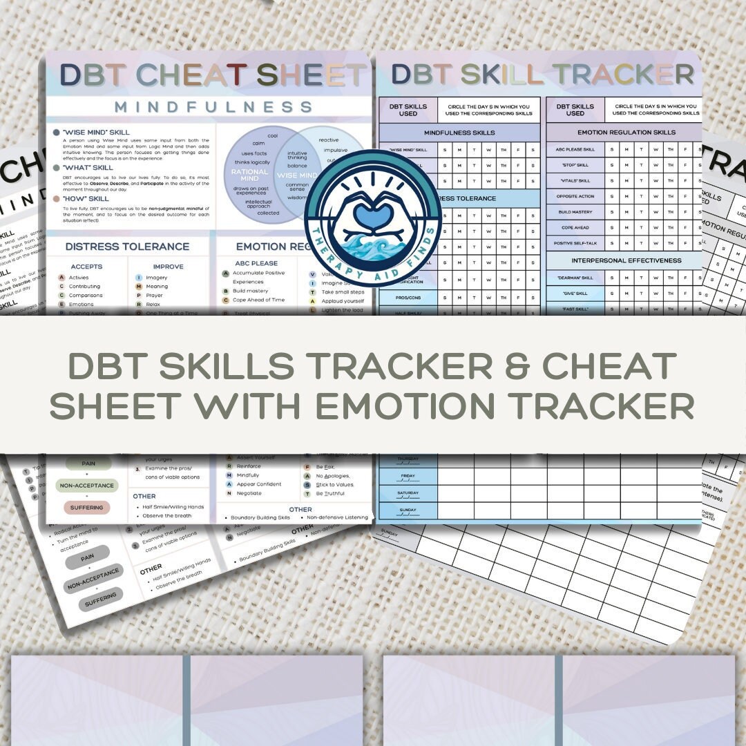 DBT Skills Tracker & Cheat Sheet With Emotion Tracker Dialectical ...
