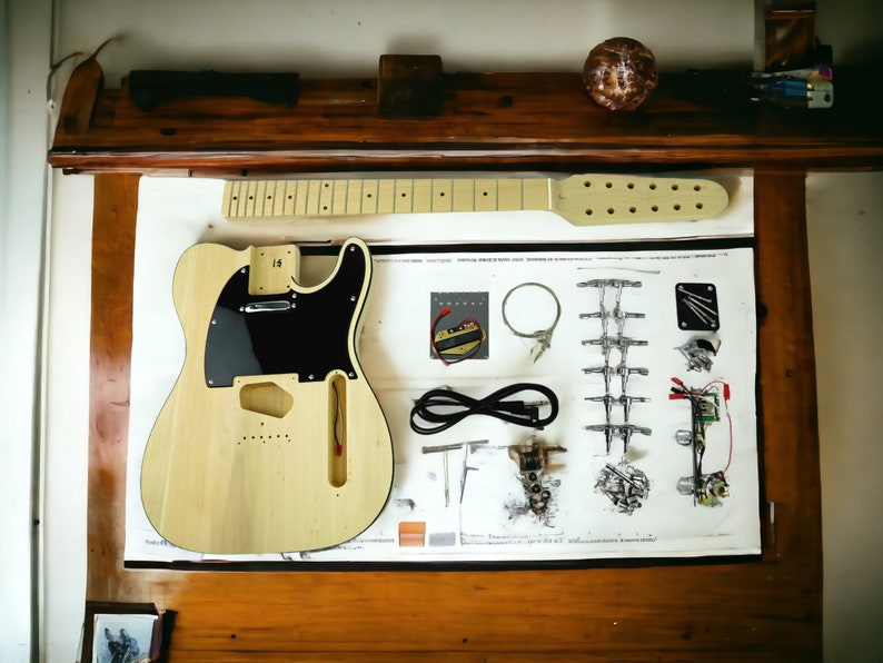 12 String Electric Guitar DIY Kit, No-soldering, S-S. Solid Basswood ...