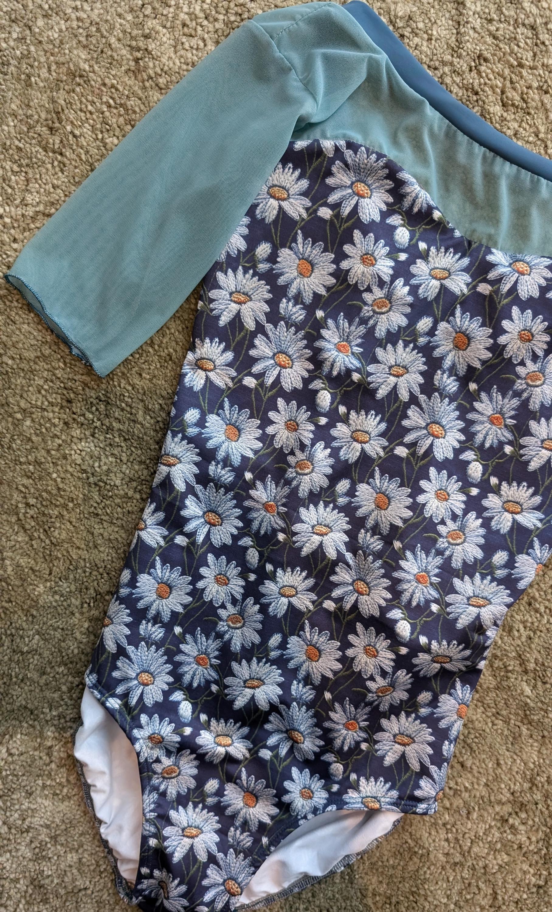 DAISY DENIM Ballet Leotard Blue Mesh Sleeves - Size S - Etsy