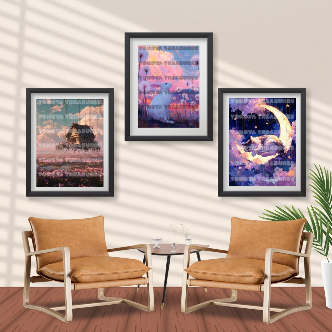 Pastel Dreamcore Art Print Set of 3 | Whimsical Digital Wall Art ...