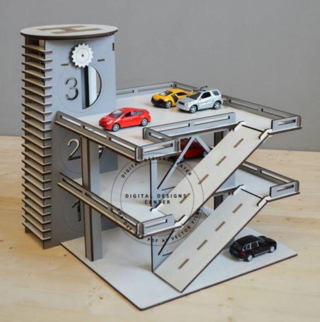 Laser Cut Toy Garage Wooden Car Park CDR DXF SVG Pdf Ai Vector Files - Etsy
