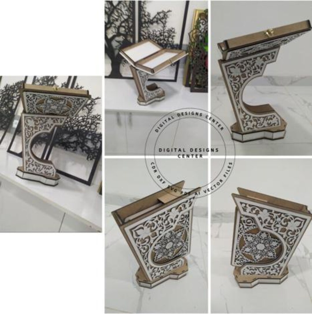 Laser Cut Islamic Wooden Quran Stand CDR DXF SVG Pdf Ai Vector Files - Etsy