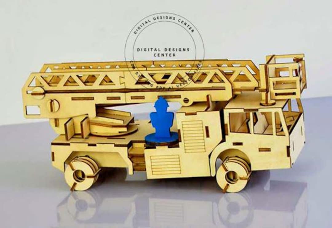 Laser geschnittenes Feuerwehrauto 3D Puzzle Modell CDR DXF SVG Pdf Ai ...