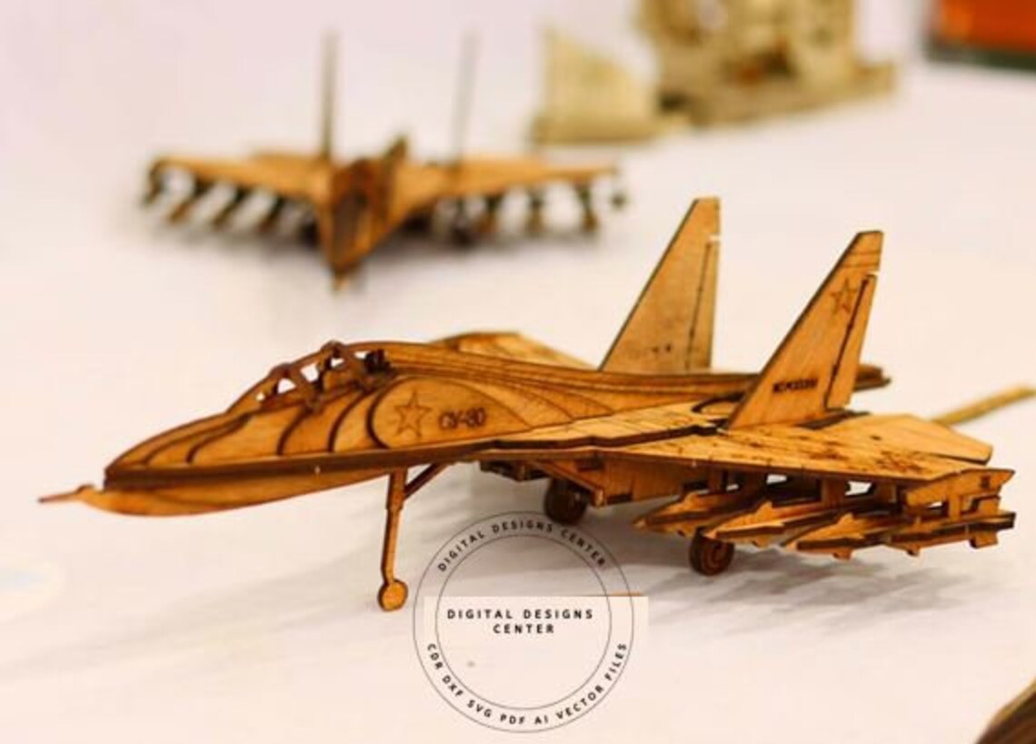 Laser Cut Fighter Jet Su 30 Model 3mm CDR DXF SVG Pdf Ai Vector File - Etsy