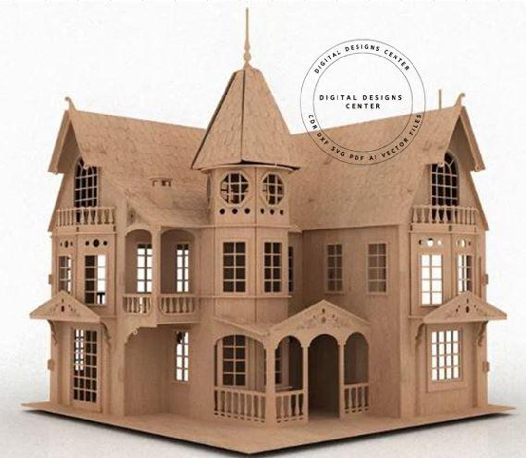 Laser Cut House 3D Model Kit CDR DXF SVG Pdf Ai Vector Files - Etsy UK