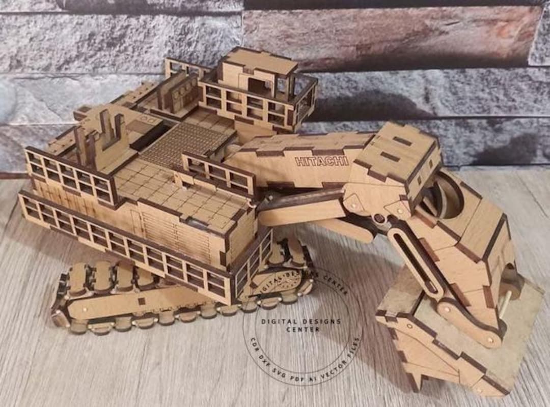 Laser Cut Excavator Machine 3D Toy Model Kit CDR DXF SVG Pdf Ai Vector ...