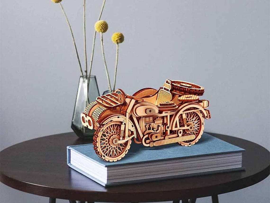 Laser Cut Motorcycle Sidecar Mechanical Model Kit CDR DXF SVG Pdf Ai ...