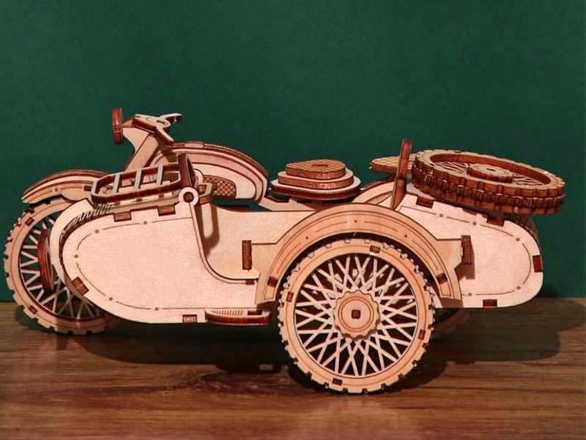 Laser Cut Motorcycle Sidecar Mechanical Model Kit CDR DXF SVG Pdf Ai ...