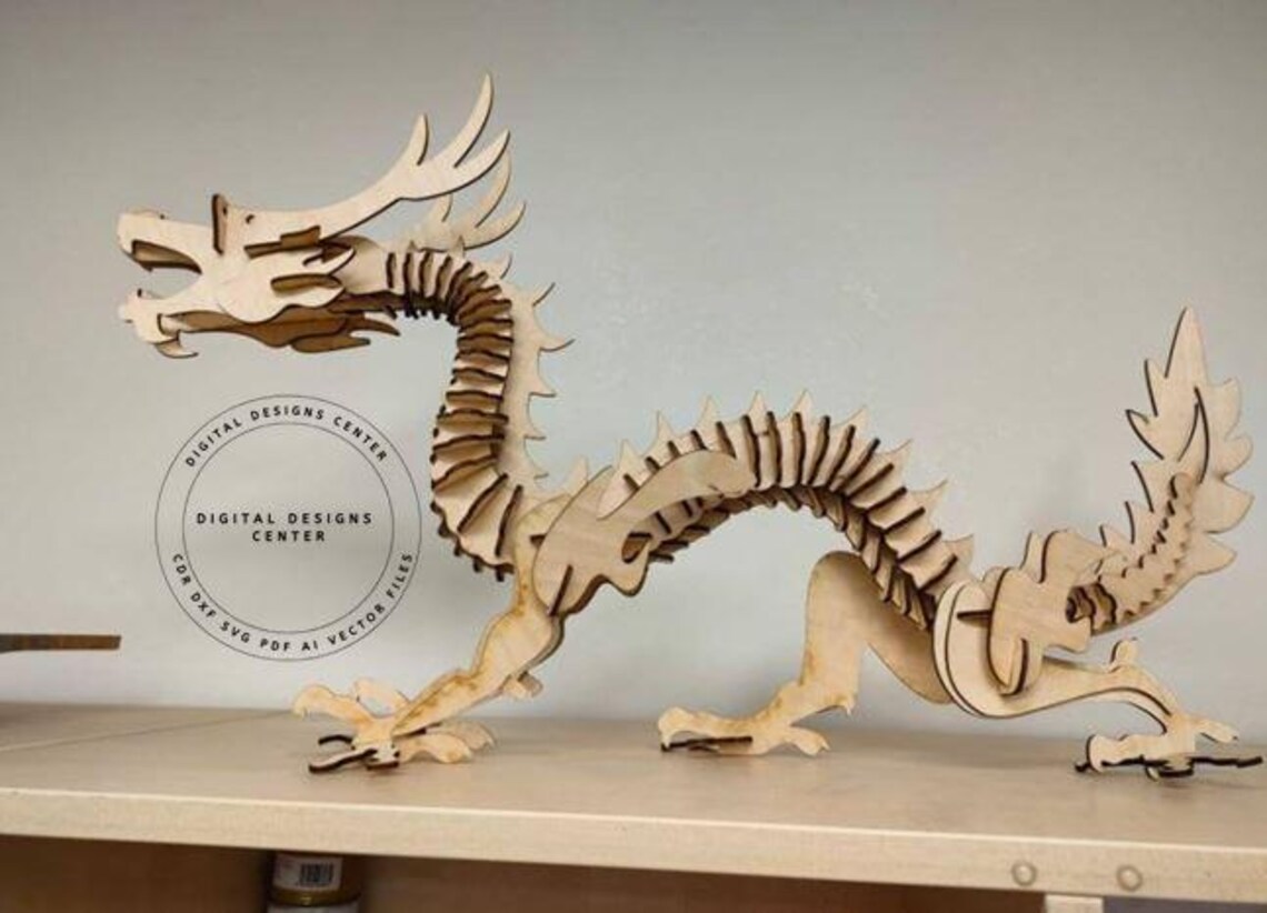 Laser Cut Dragon 3D Puzzle CDR DXF SVG Pdf Ai Vector Files - Etsy