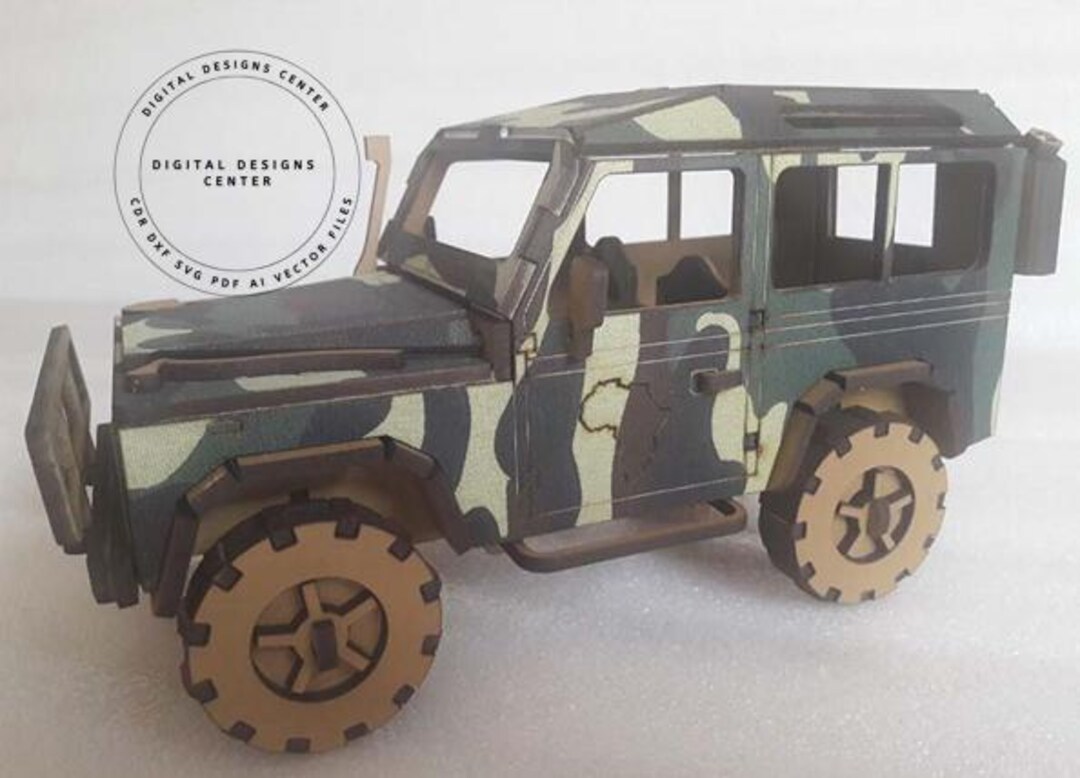 Laser Cut Land Rover Jeep 3D Puzzle Toy Model Kit CDR DXF SVG Pdf Ai ...