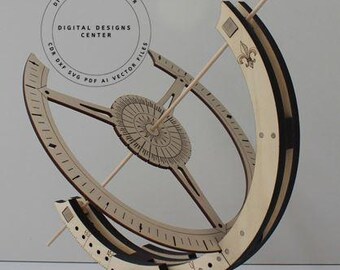 Laser Cut Mechanical Sundial 3D Model SVG Bundle Glowforge Wood Sundial ...