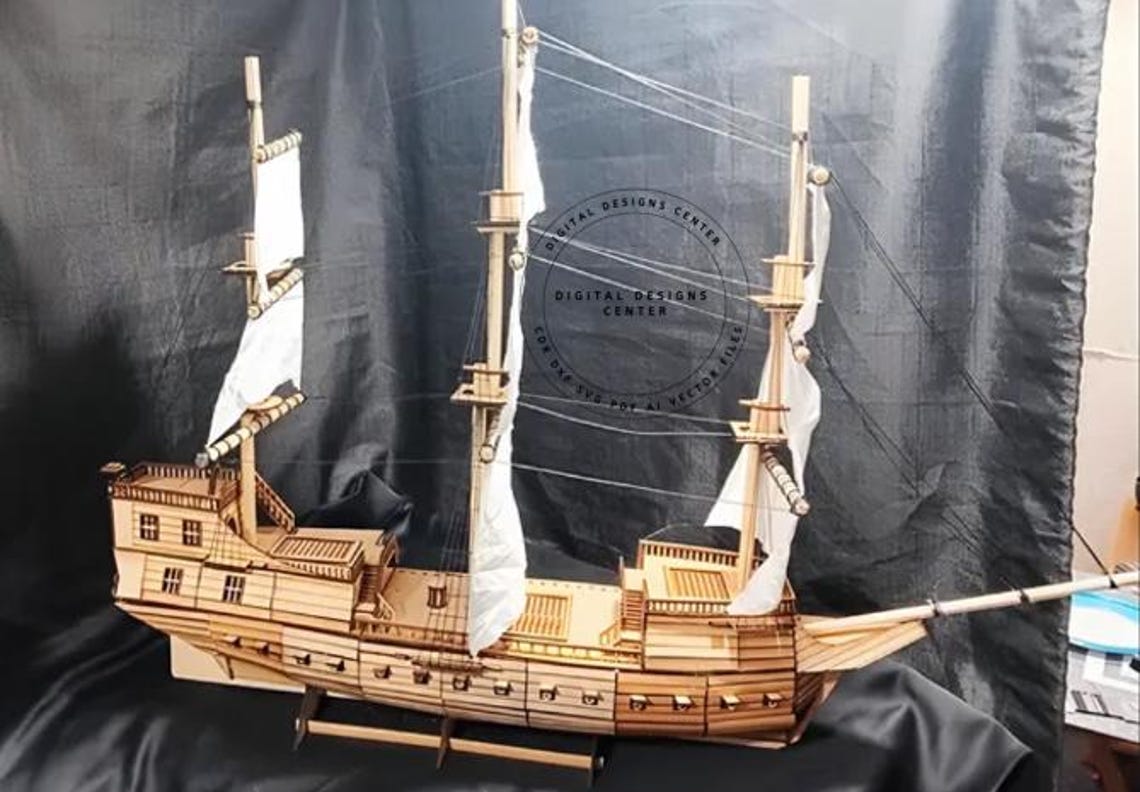 Laser Cut Ship Model Wooden Ship CDR DXF SVG Pdf Ai Vector Files - Etsy