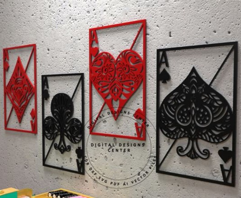 Laser Cut Playing Card Wall Decor CDR DXF SVG Pdf Ai Vector Files - Etsy