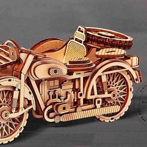 Laser Cut Motorcycle Sidecar Mechanical Model Kit CDR DXF SVG Pdf Ai ...