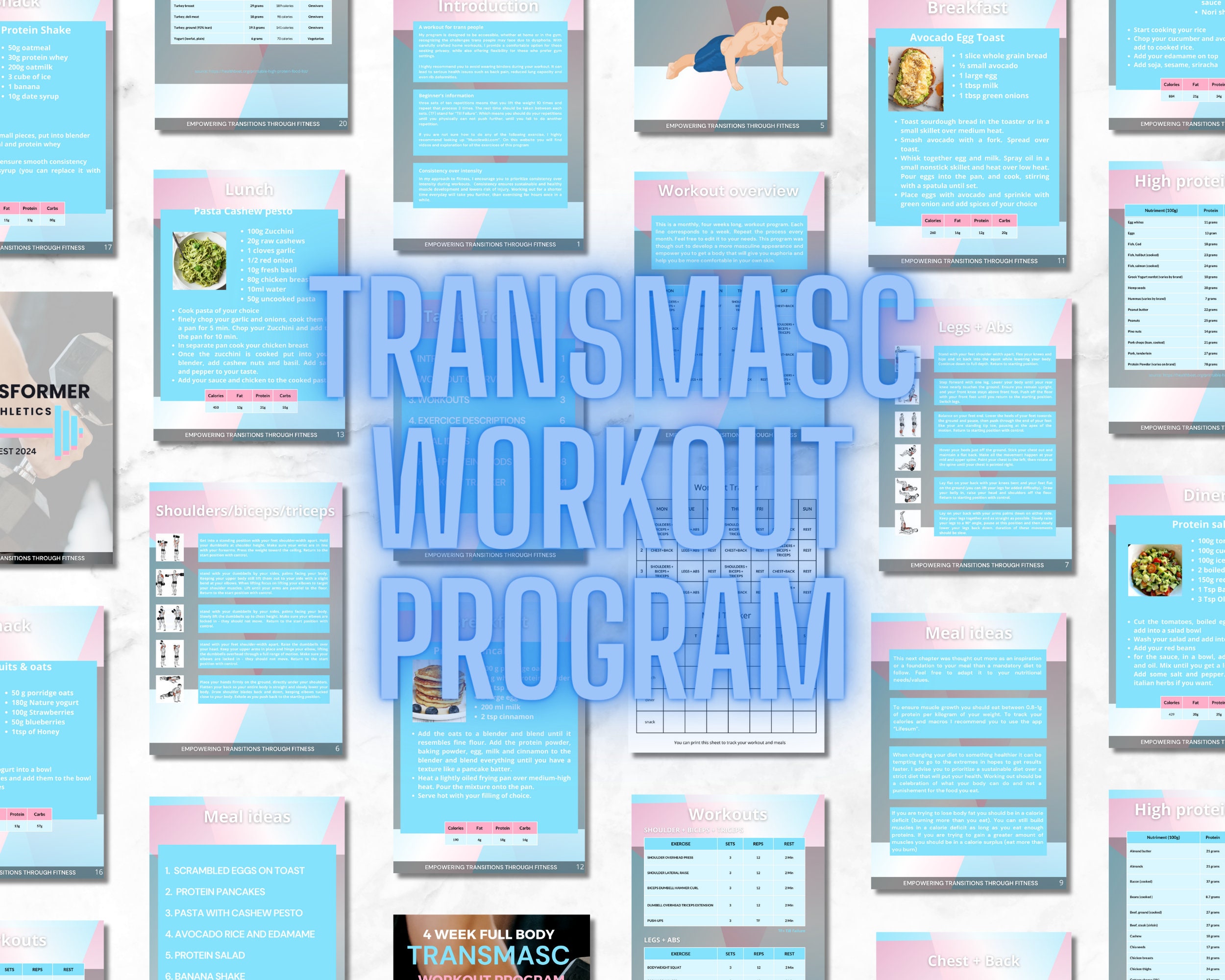 Transmasc Workout Program (4 Weeks Full Body) FTM Fitness Bundle - Etsy