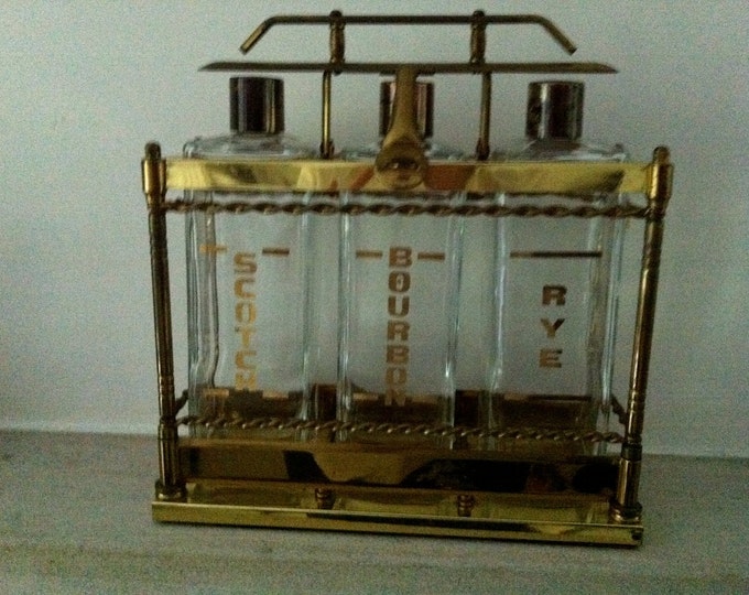 Art Deco 3 Bottle Liquor Tantalus With Lock & Key - Etsy
