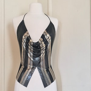 Disco Party, 1980s Whiting & Davis Metal Mesh Halter Top - Vintage ...