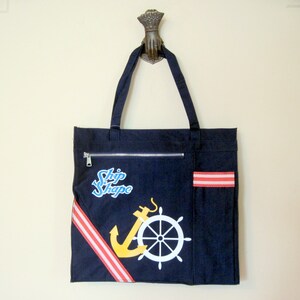Vintage 1980s SHIP SHAPE Navy Blue Sailor Tote Bag - NOS New Old Stock ...