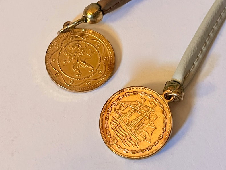 1960s Tie 'round Belts - Set of 3 Leather String Belts With Gold COIN ...