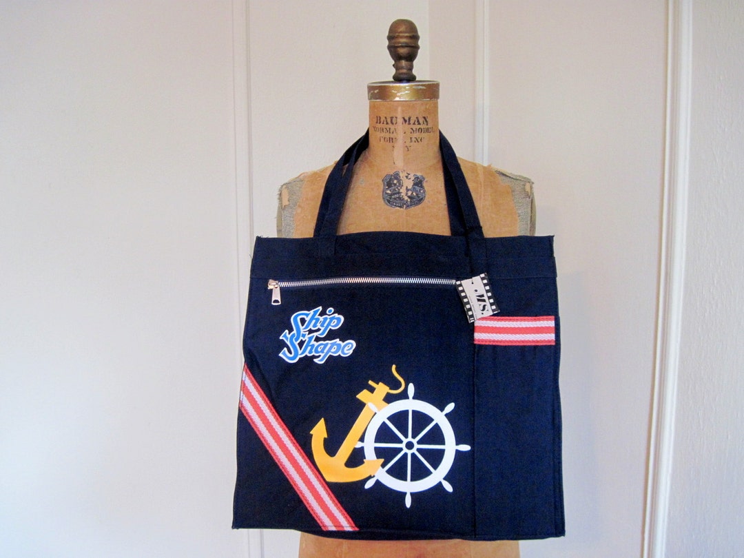 Vintage 1980s SHIP SHAPE Navy Blue Sailor Tote Bag - NOS New Old Stock ...