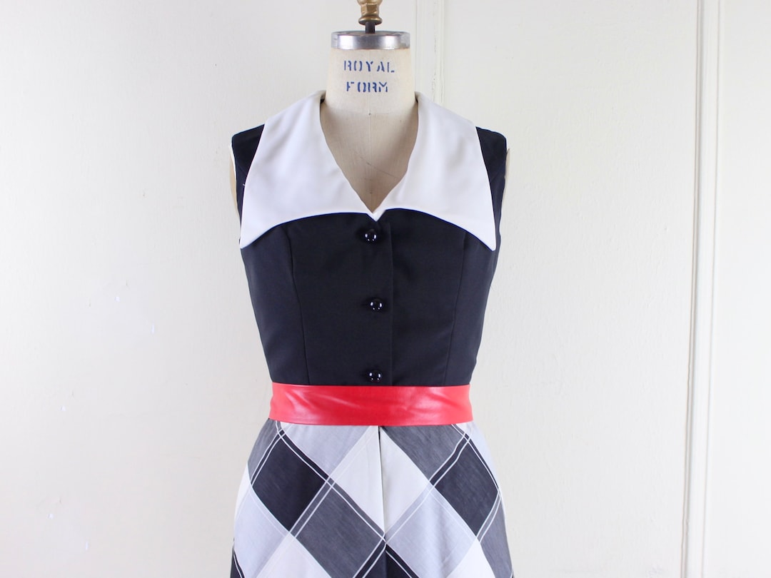 MOD Collar + Argyle, Oh My! Vintage 60s Black + White + Grey Plaid ...