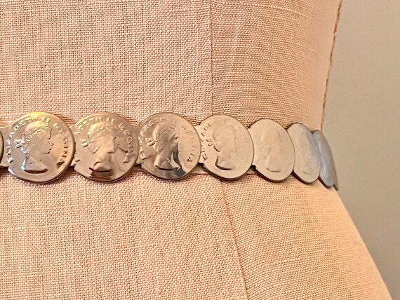 vintage 1960s QUEEN ELIZABETH Regina Silver Coin Belt… - Gem