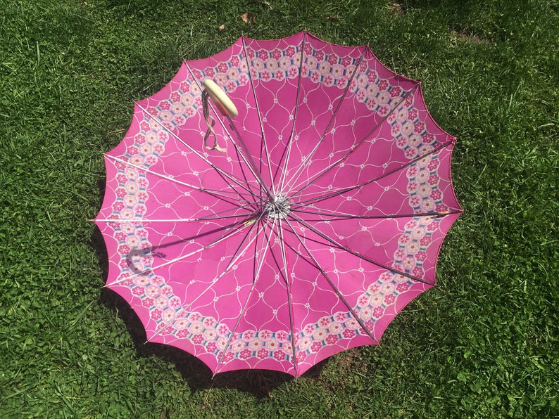 Pink Lattice Vintage 50s Hot Pink Black Grey White - Etsy