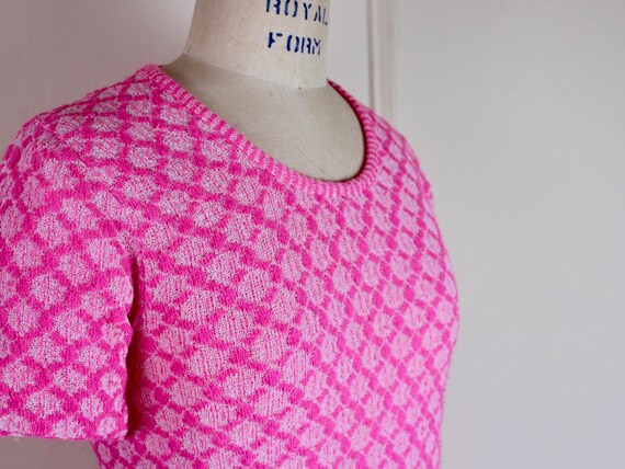 1970s vintage MOD tight, fitted Hot Pink double-knit … - Gem