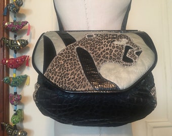 Leopard Leather Bag - Etsy